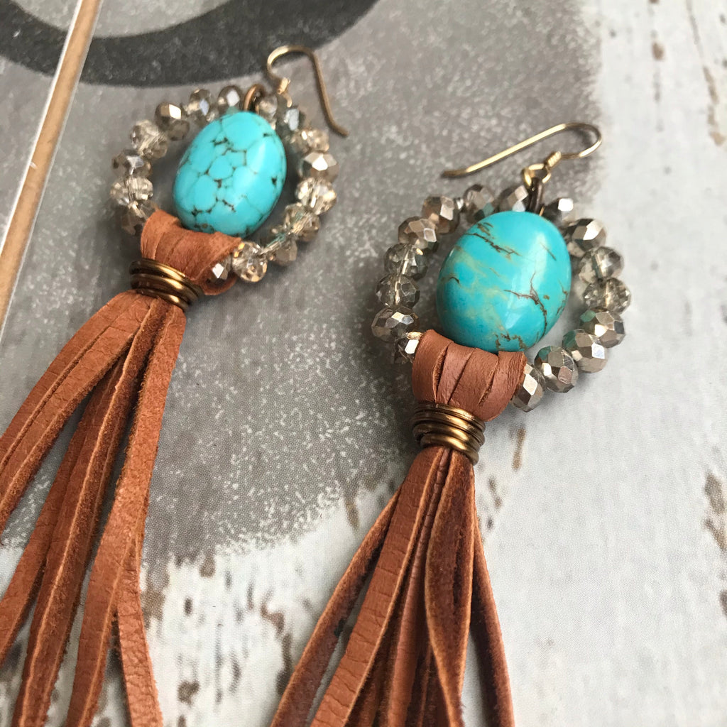 Turquoise circle tassels